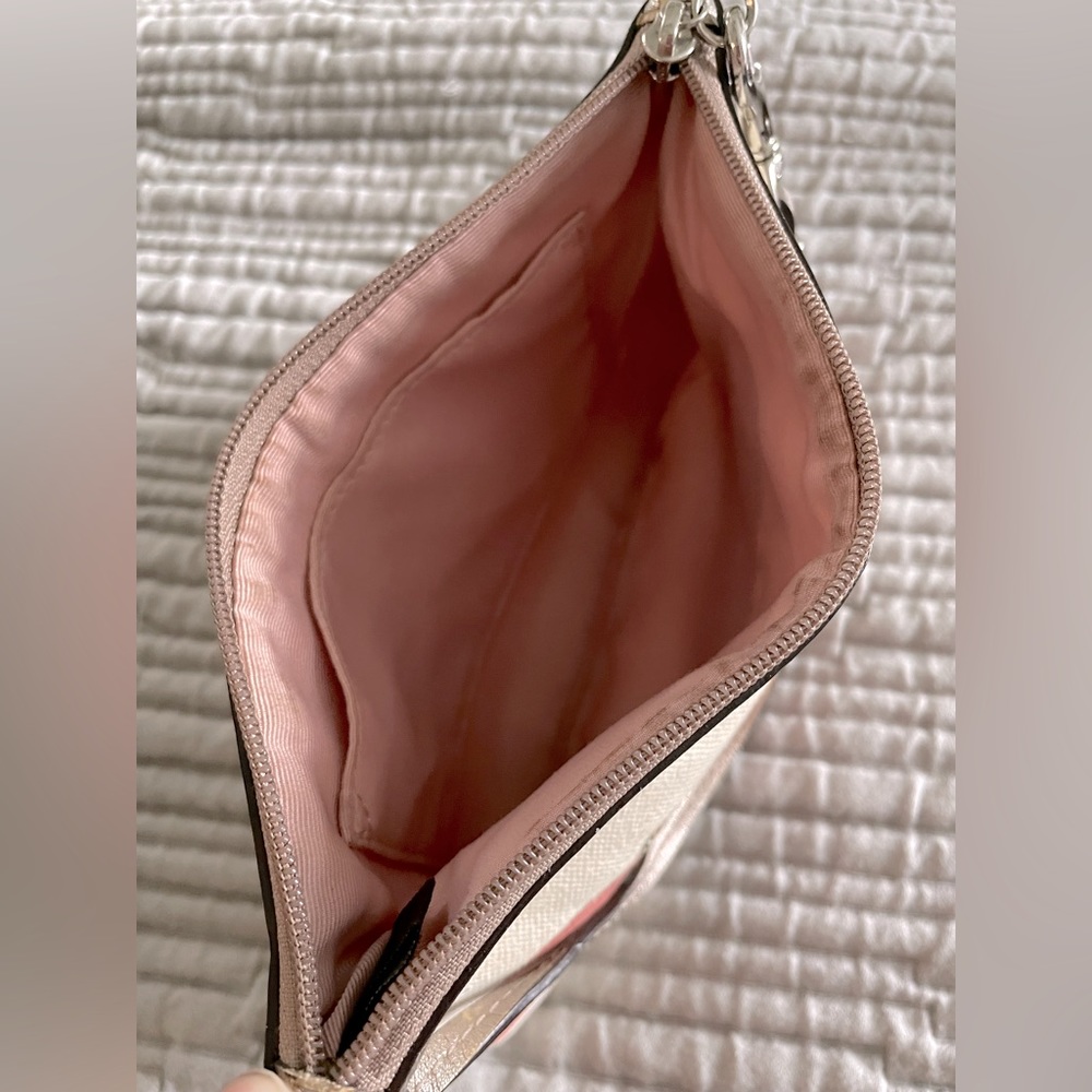 Coach Seashell Canvas & Metallic Leather Wristlet - Gem